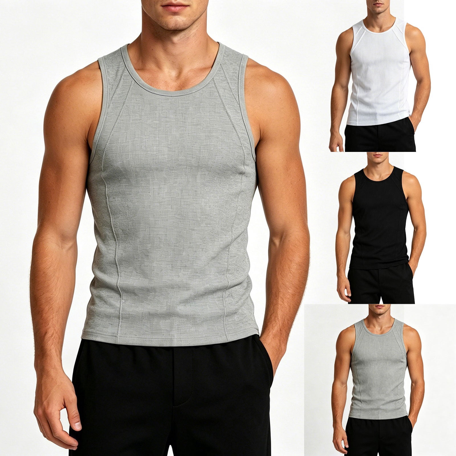 BVOFAR Men’s Tank Tops Summer Soft Ribbed Sleeveless Shirts Moisture ...