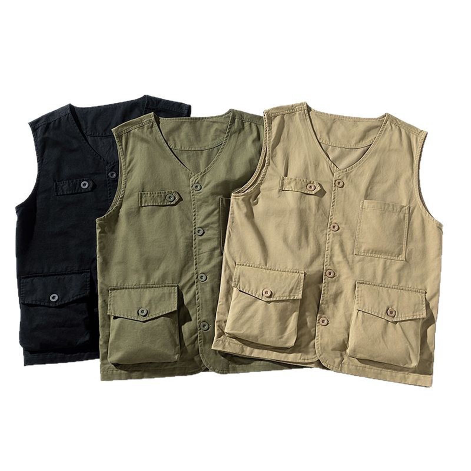 BVOFAR Men's Travel Vests Casual Outdoor Multi-Pockets V Neck Vest ...
