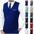 BVOFAR Mens Business Suit Vest Formal V Neck Double Breast Dress Suits ...