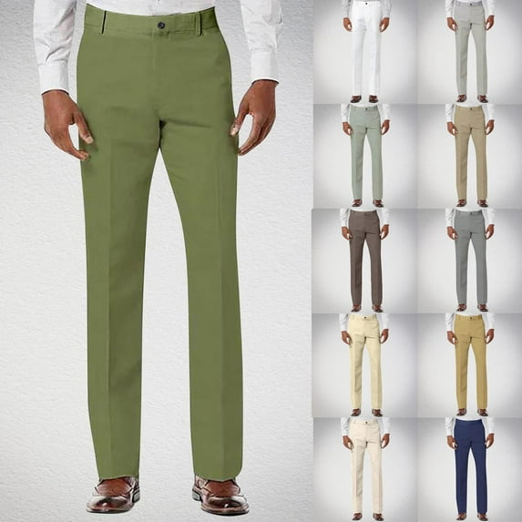 BVOFAR Mens Dress Pants Classic Fit Flat Front Work Pants Wrinkle Free ...