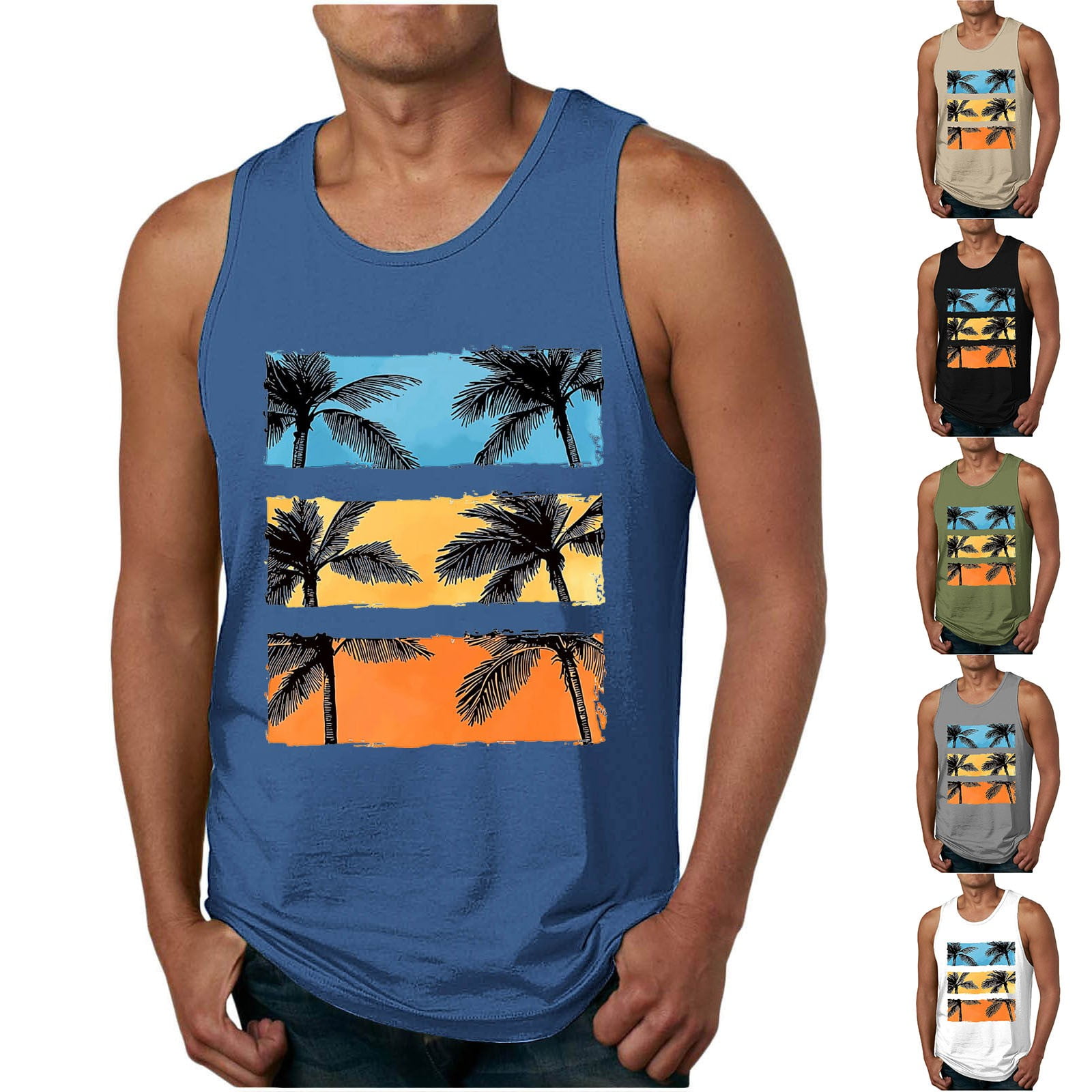 BVOFAR Mens Graphic Tank Tops Crewneck Workout Gym Muscle Shirt Beach ...