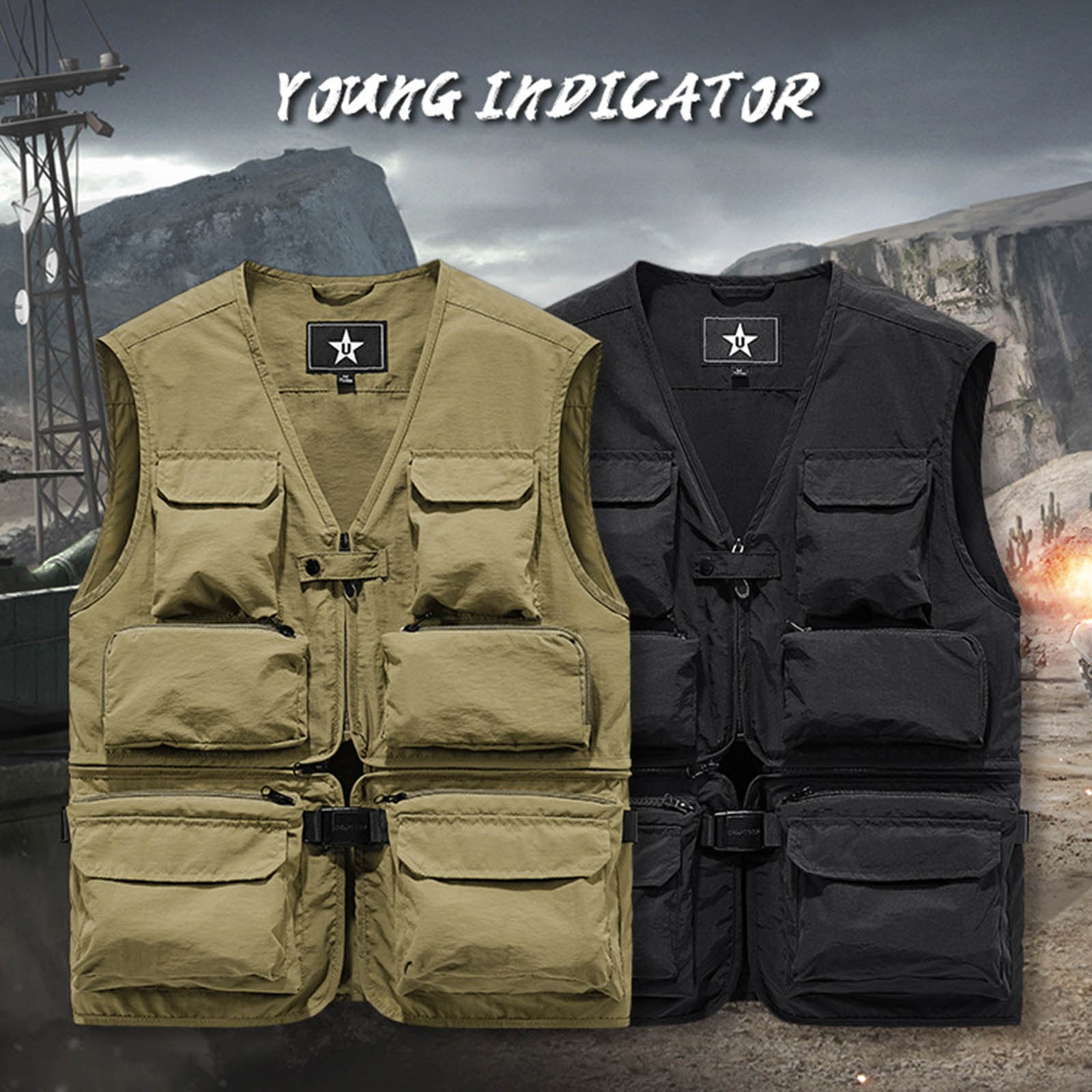 BVOFAR Mens Lightweight Outdoor Travel Vest with Multi-Pockets Big and ...