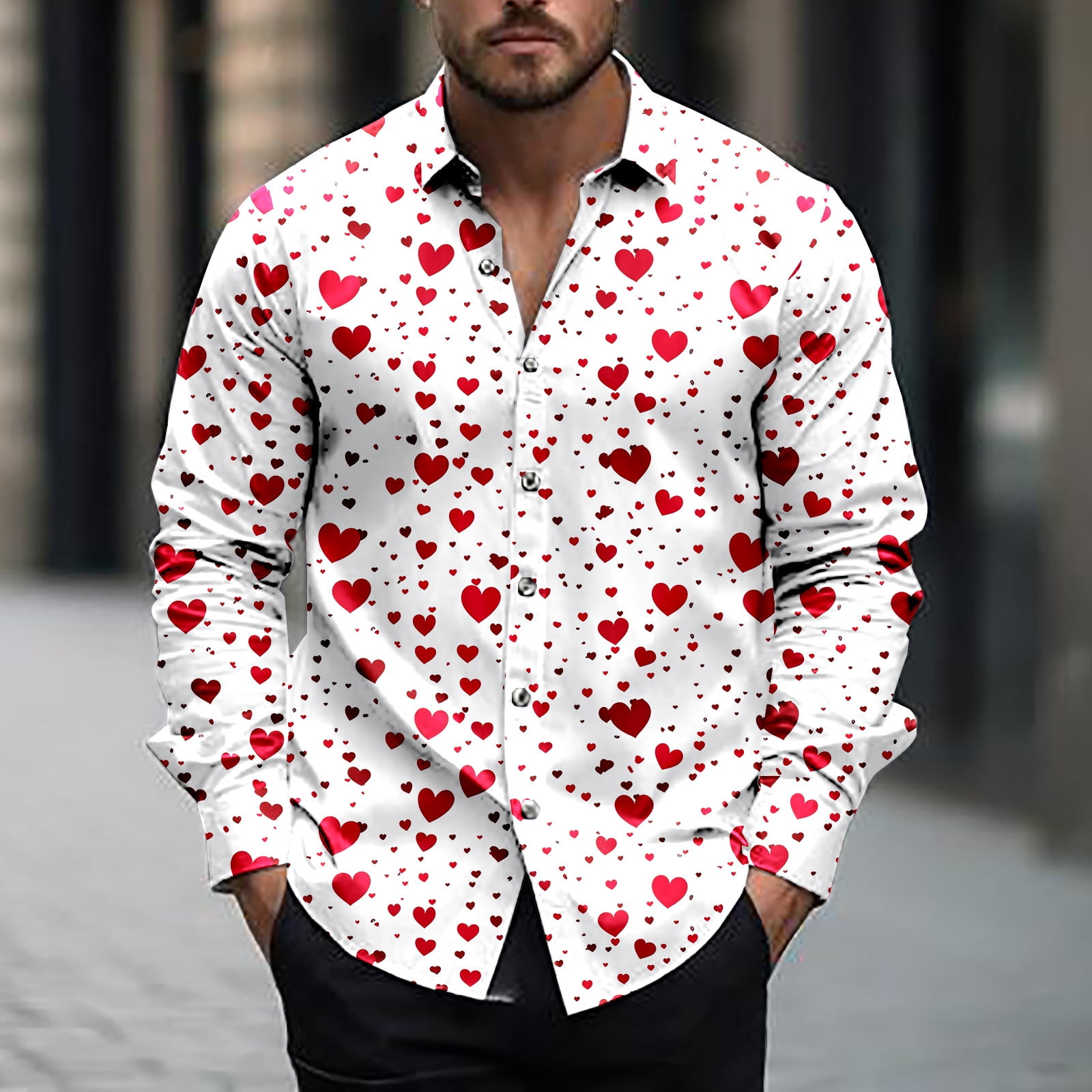 BVOFAR Mens Valentines Day Dress Shirts Loose Fit Button Down Shirt ...