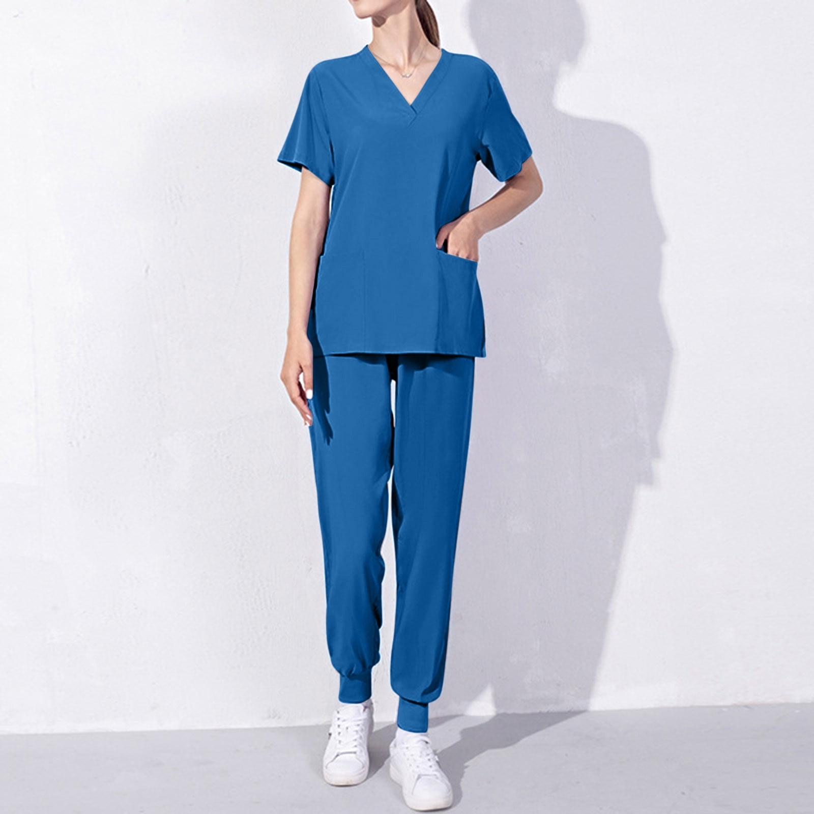 BVOFAR Scrubs for Women Set 2025 V-Neck Tops & Drawstring Jogger Scrub ...
