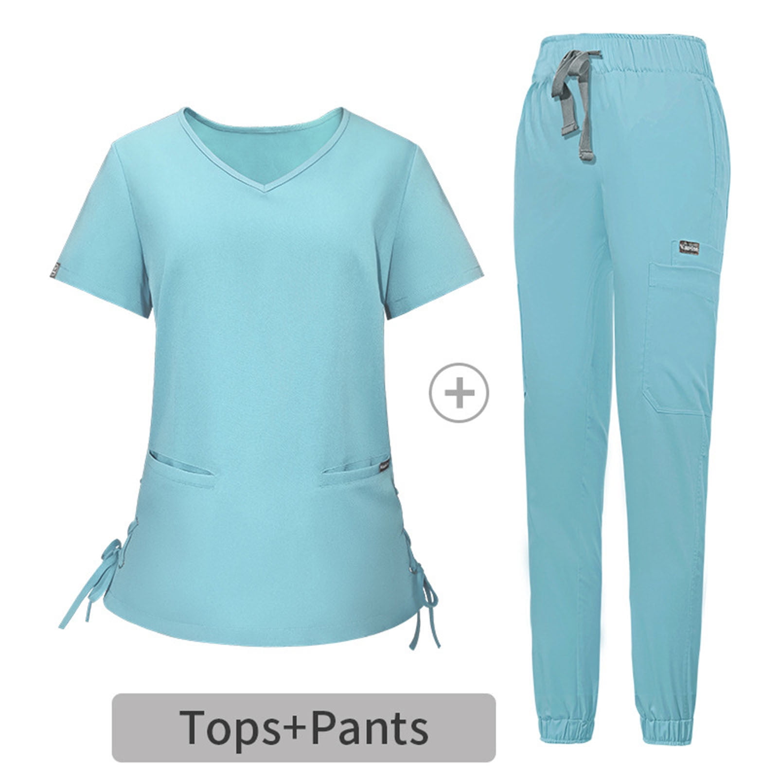 BVOFAR Scrubs for Women Set, Stretch Short Sleeve V-Neck Tops ...