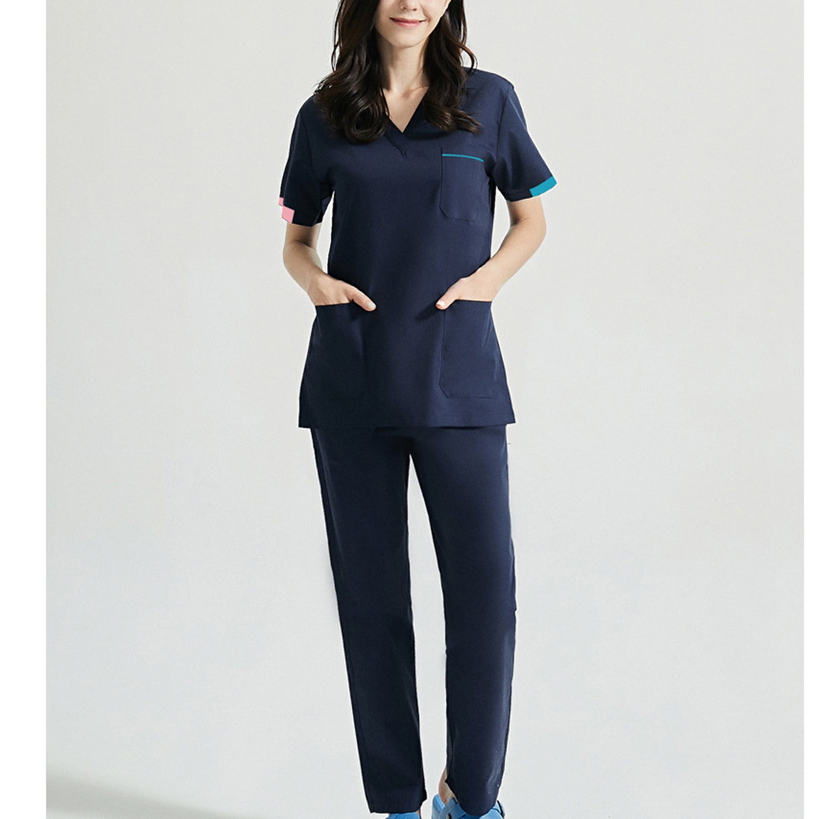 Bvofar Scrubs For Women Set Stretchy V Neck Scrub Tops And Pants Medical Nursing Uniforms Easy