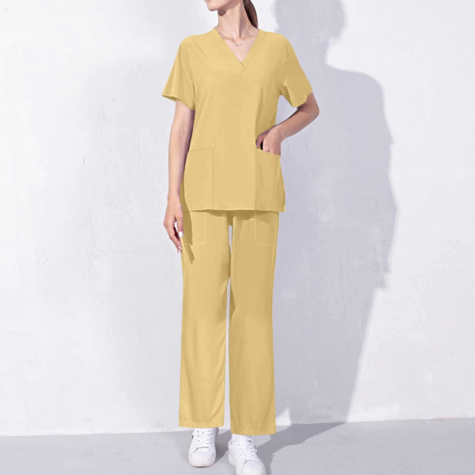 BVOFAR Scrubs for Women Set Stretchy V Neck Scrub Tops and Scrub Pants ...