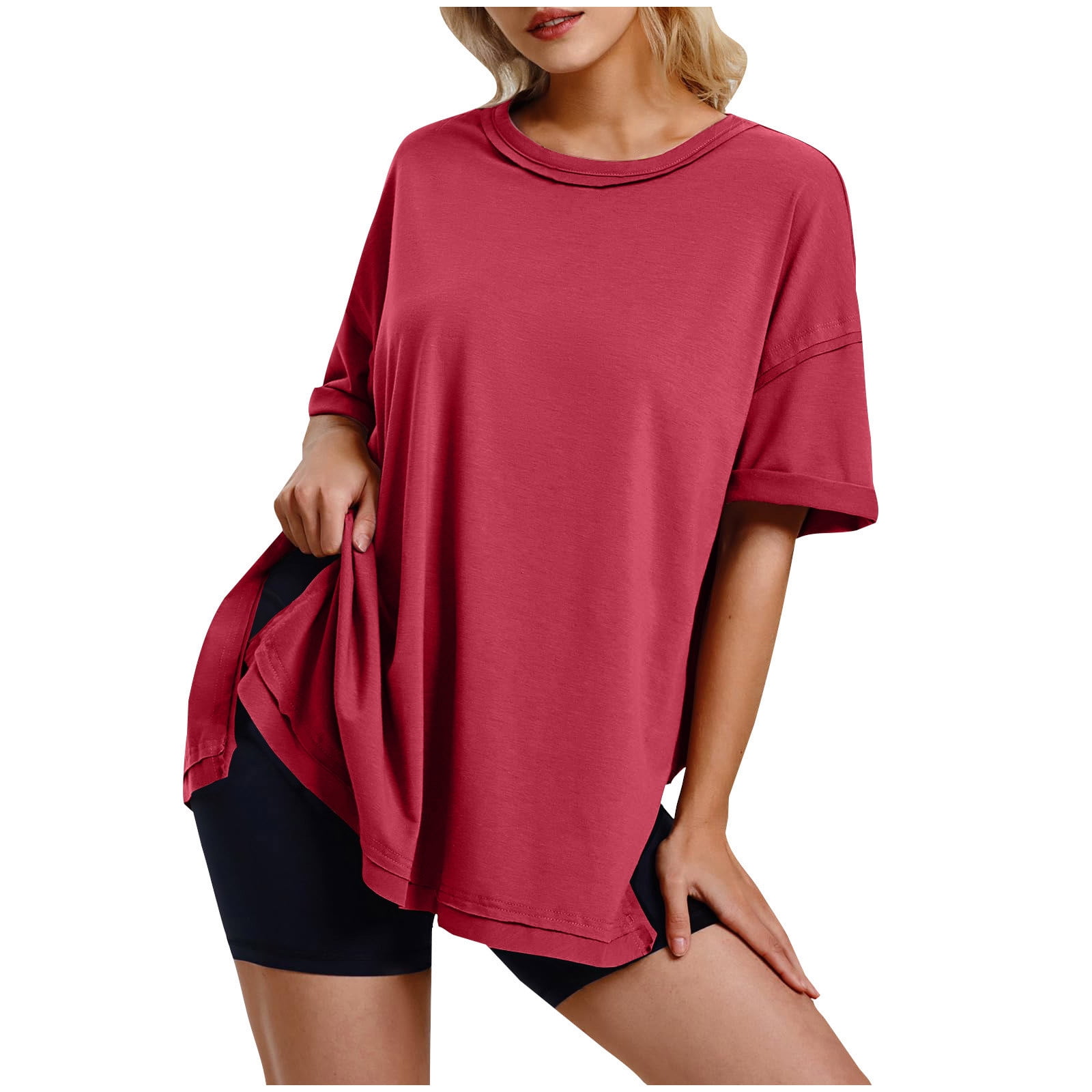 BVOFAR Summer Oversized T-Shirts for Women Half Sleeve Crew Neck Tops ...