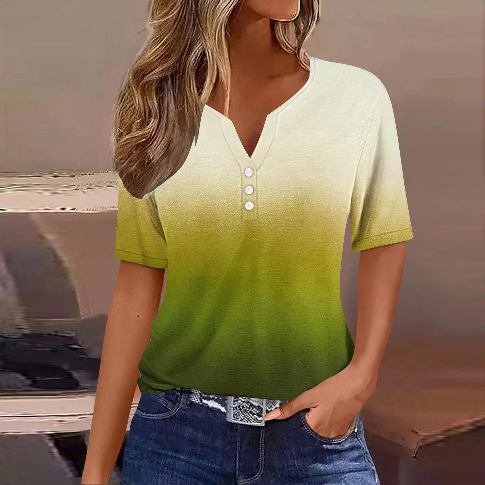 BVOFAR Summer Trendy Tops for Women 2025 Comfy V Neck Button Shirts ...