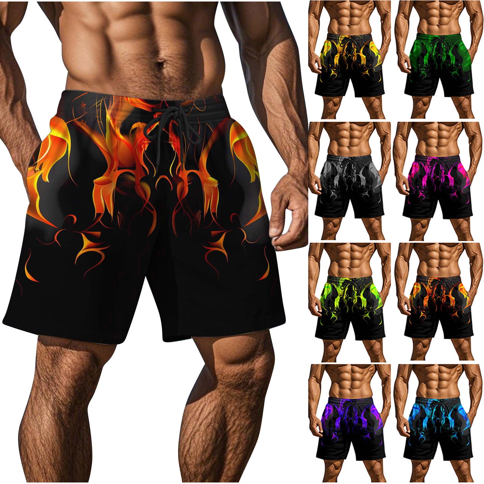 BVOFAR Swim Shorts for Men 9" Inch Inseam Casual Quick Dry Trunks with ...