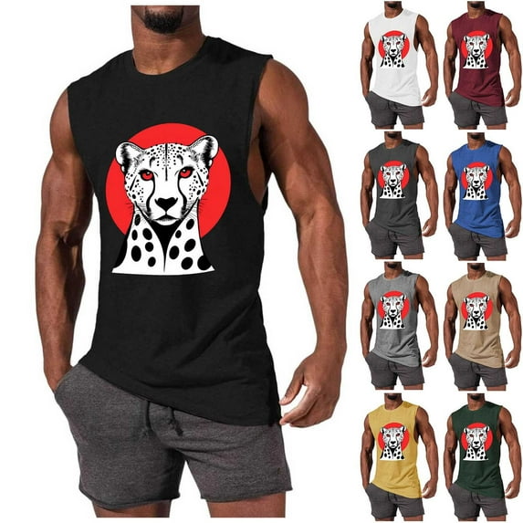 BVOFAR Tank Tops Men Casual Sleeveless Graphic Tees Loose Fit Print ...