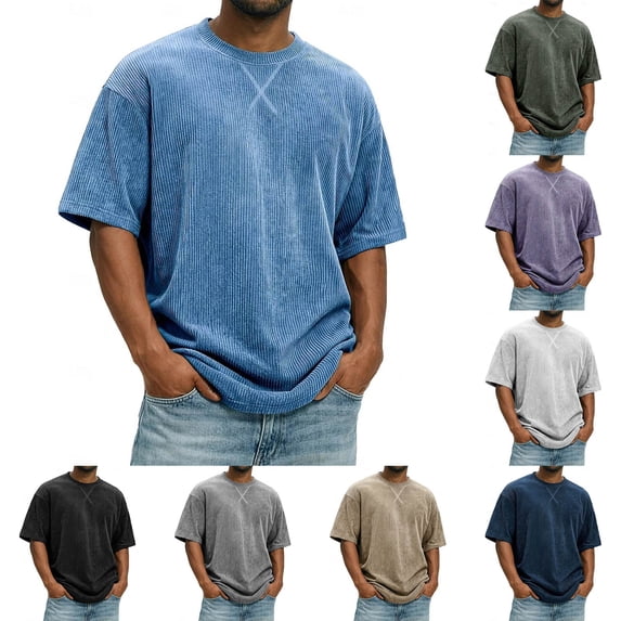 BVOFAR Velvet T Shirts for Men Oversized Short Sleeve T-Shirt ...