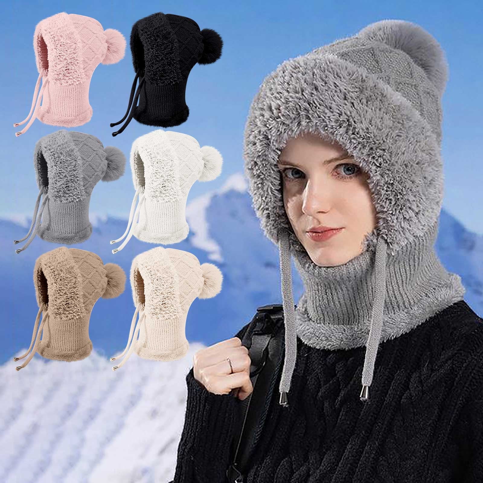 BVOFAR Winter Beanie Hat for Women 3 in 1 Beanies with Scarf and Mask ...