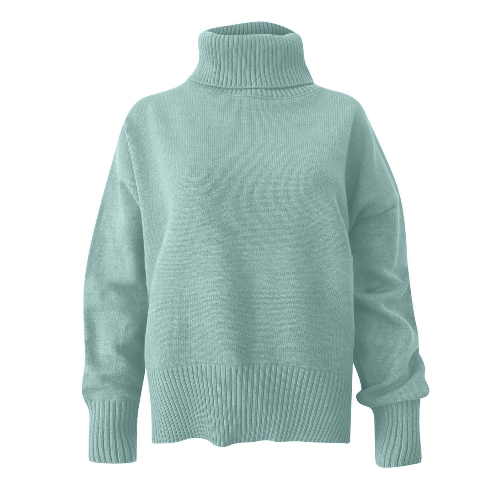 BVOFAR Women's Turtleneck Sweaters Casual Long Sleeve Knitted Pullover Trendy Solid Color Jumper ...