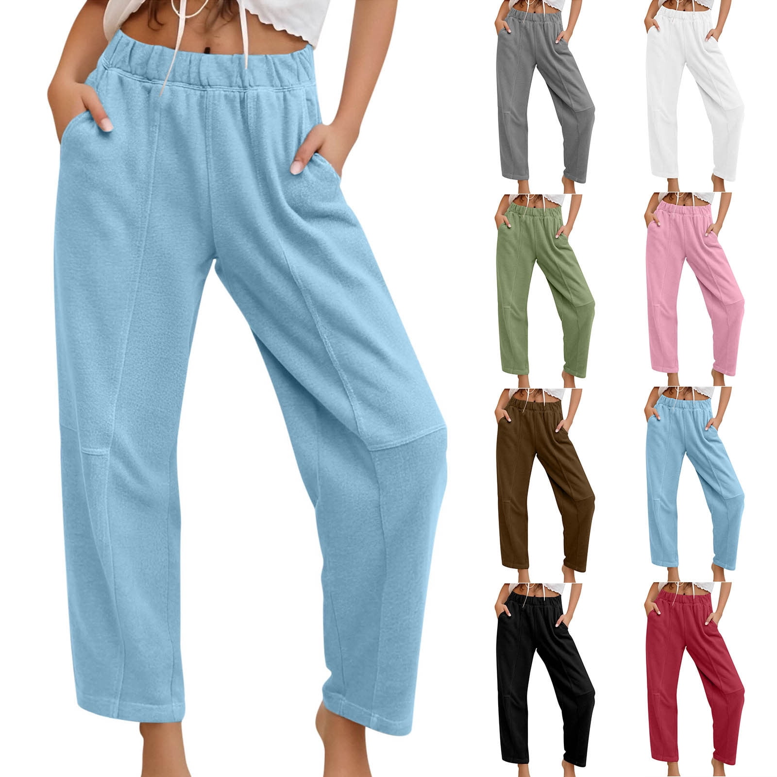 BVOFAR Women's Wide Leg Sweapants Casual High Wasited Ankle Pants Baggy ...