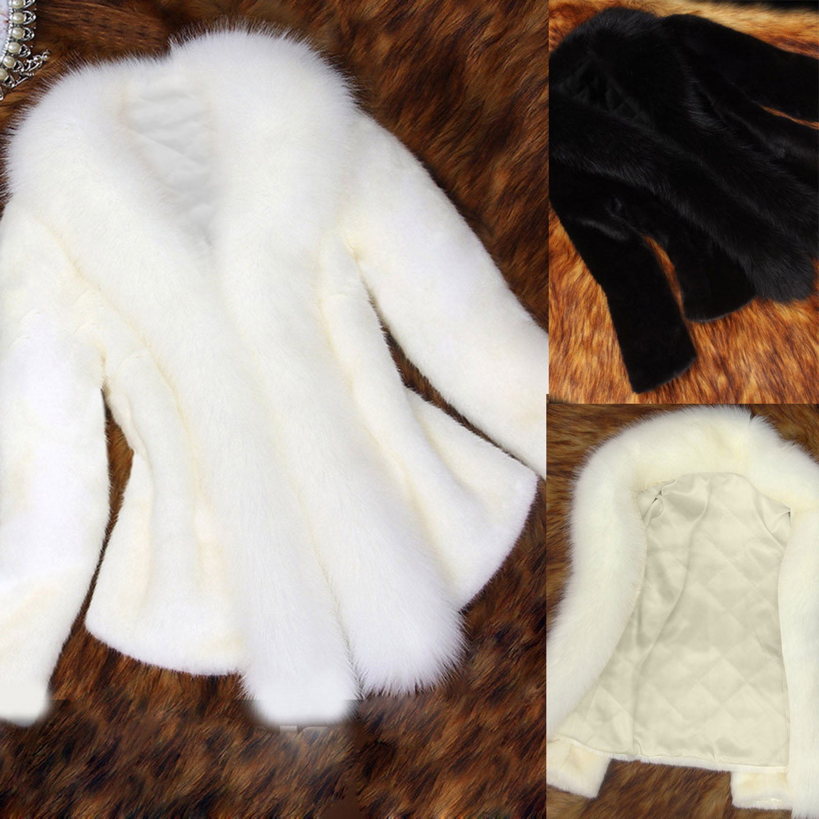 BVOFAR Women's Winter Warm Party Jacket Faux Fur Coats Wrap Shawl ...