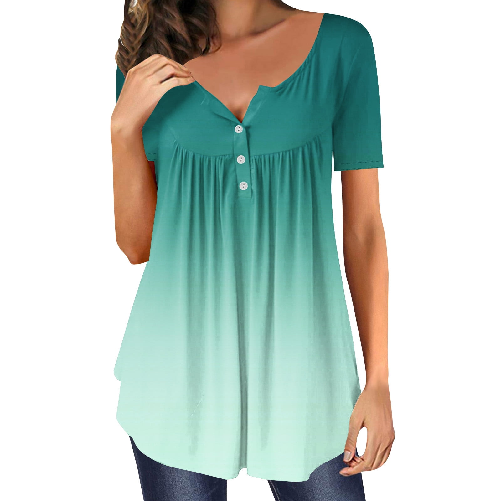 BVOFAR Womens Gradient Tops Hide Belly Tunics Summer Short Sleeve T ...