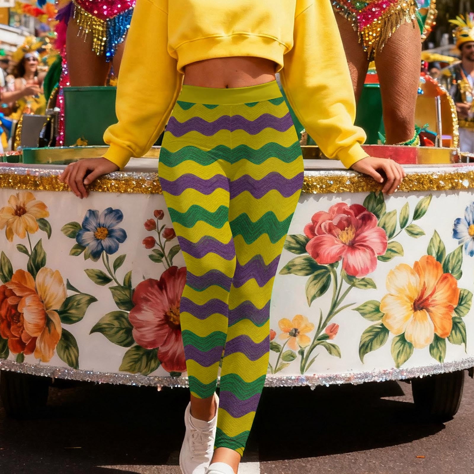 BVOFAR Womens Mardi Gras Leggings High Waist Yoga Pants Purple Green ...