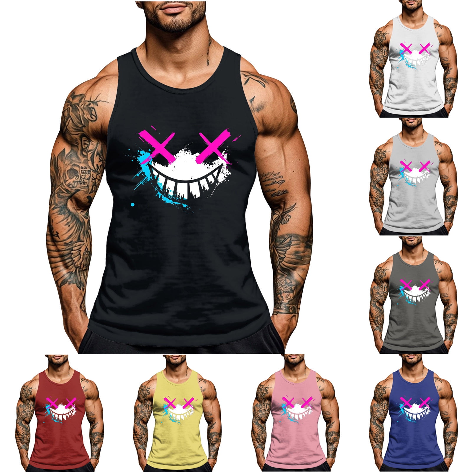 BVOFAR Workout Tank Tops for Men Big and Tall Gym Fitness Muscle Basic ...