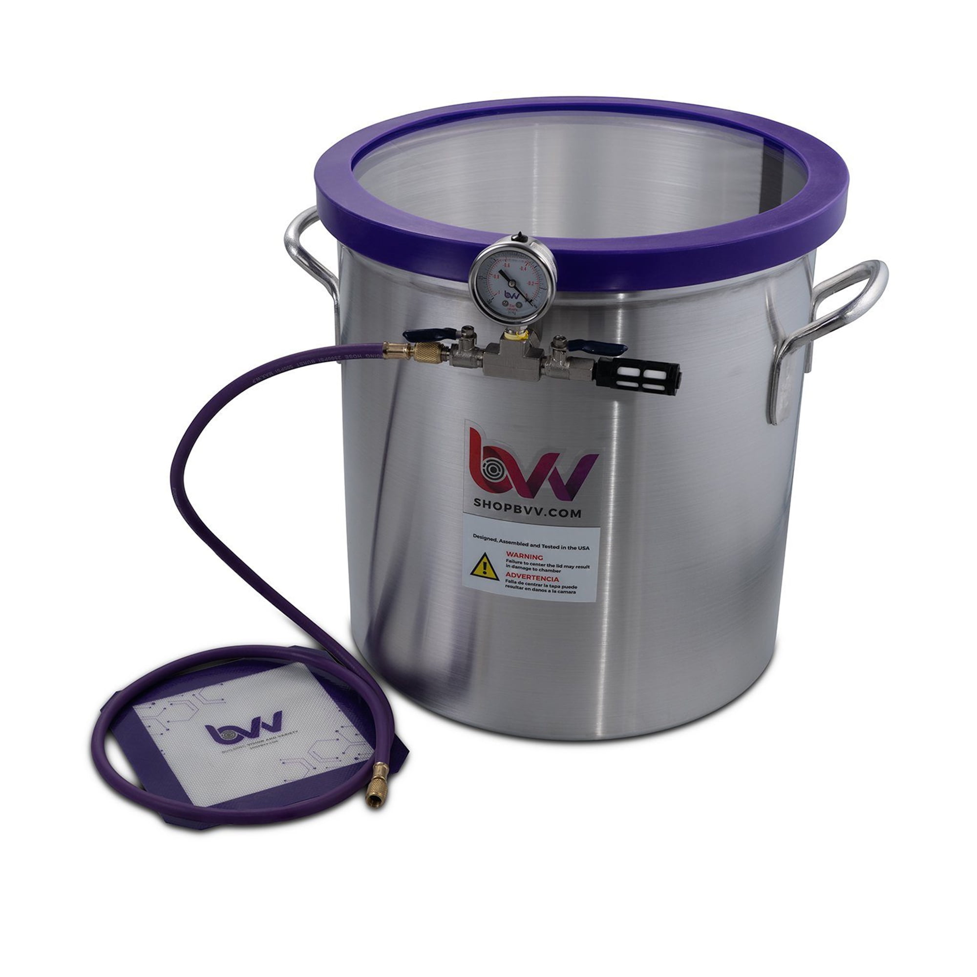 BVV Glass Vac 15 Gallon Aluminum Vacuum and Degassing Chamber with Hose ...