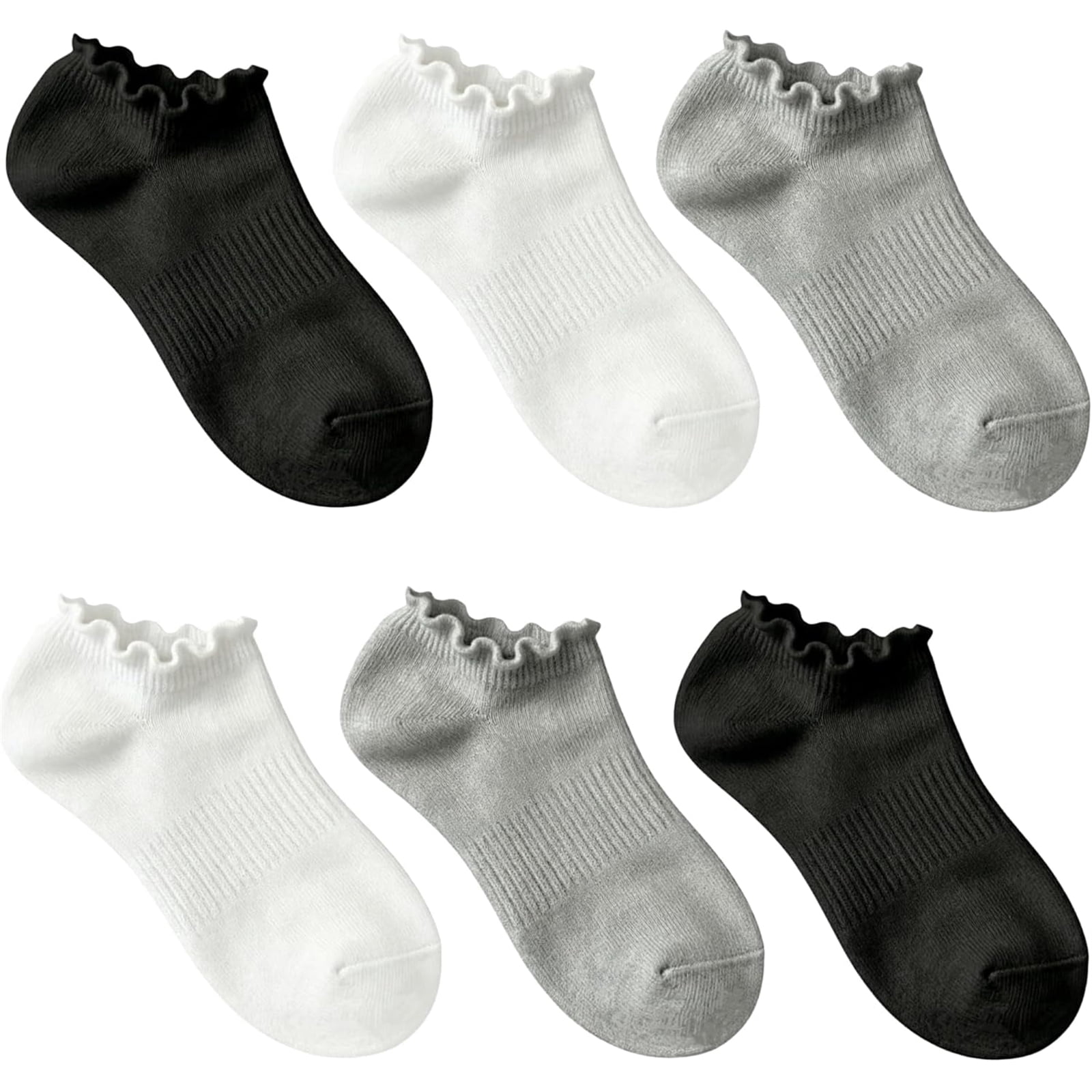 BVWKPCV 6 Pairs No Show Socks for Women Ruffle Socks Low Cut Socks Cute ...