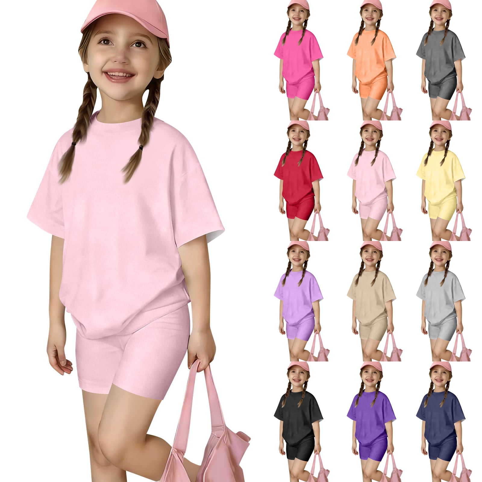BVWKPCV Girls Clothes Tween Girl 2 Piece Outfits Short Sleeve T-Shirt ...