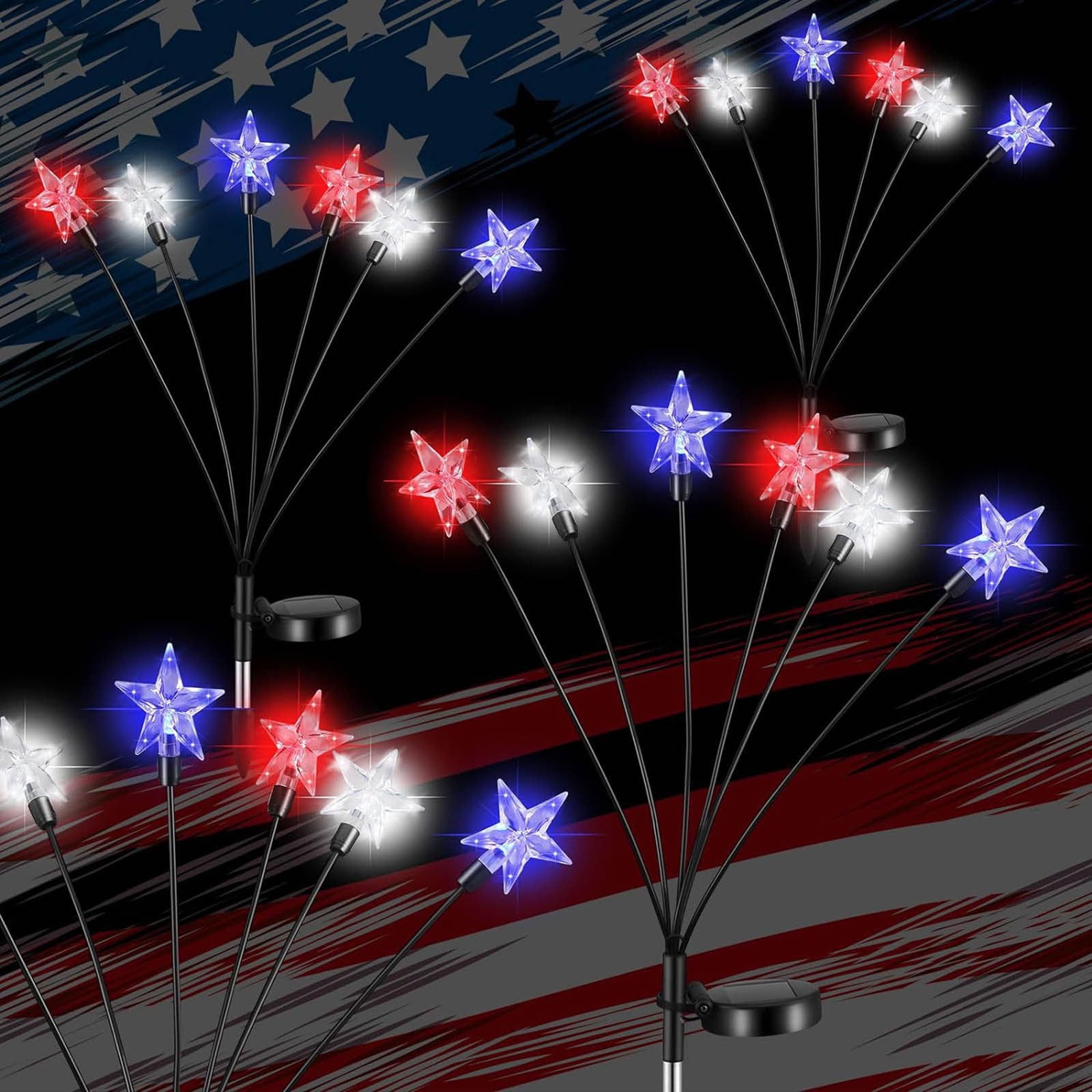 BVXEEP Solar Lights Outdoor, Solar Powered Ground Plug Independence Day ...