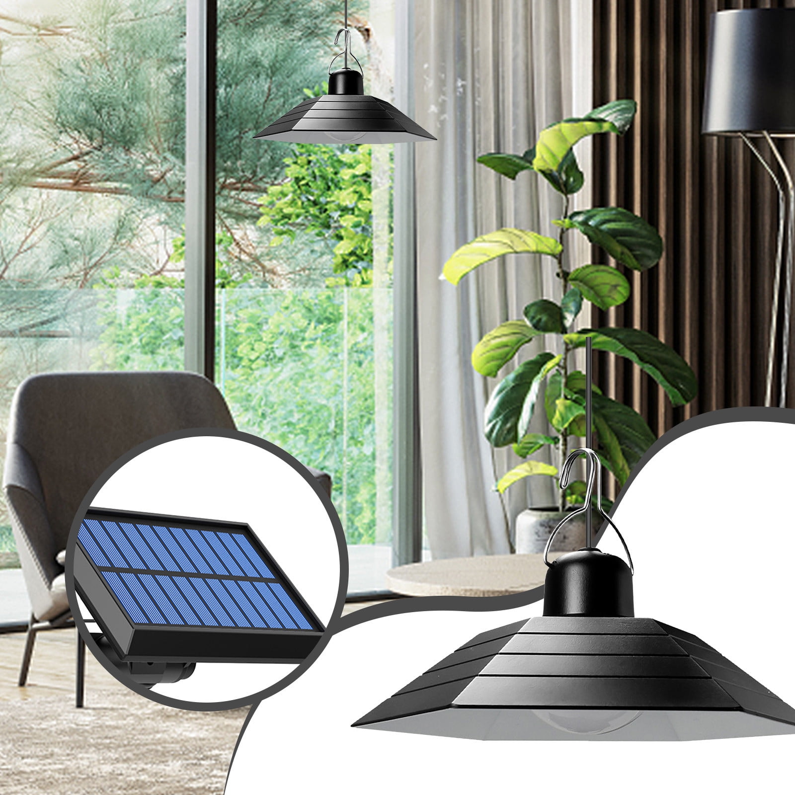 BVXEEP Solar Lights Outdoor, Solar Pendant Lamp with One Trailer and ...