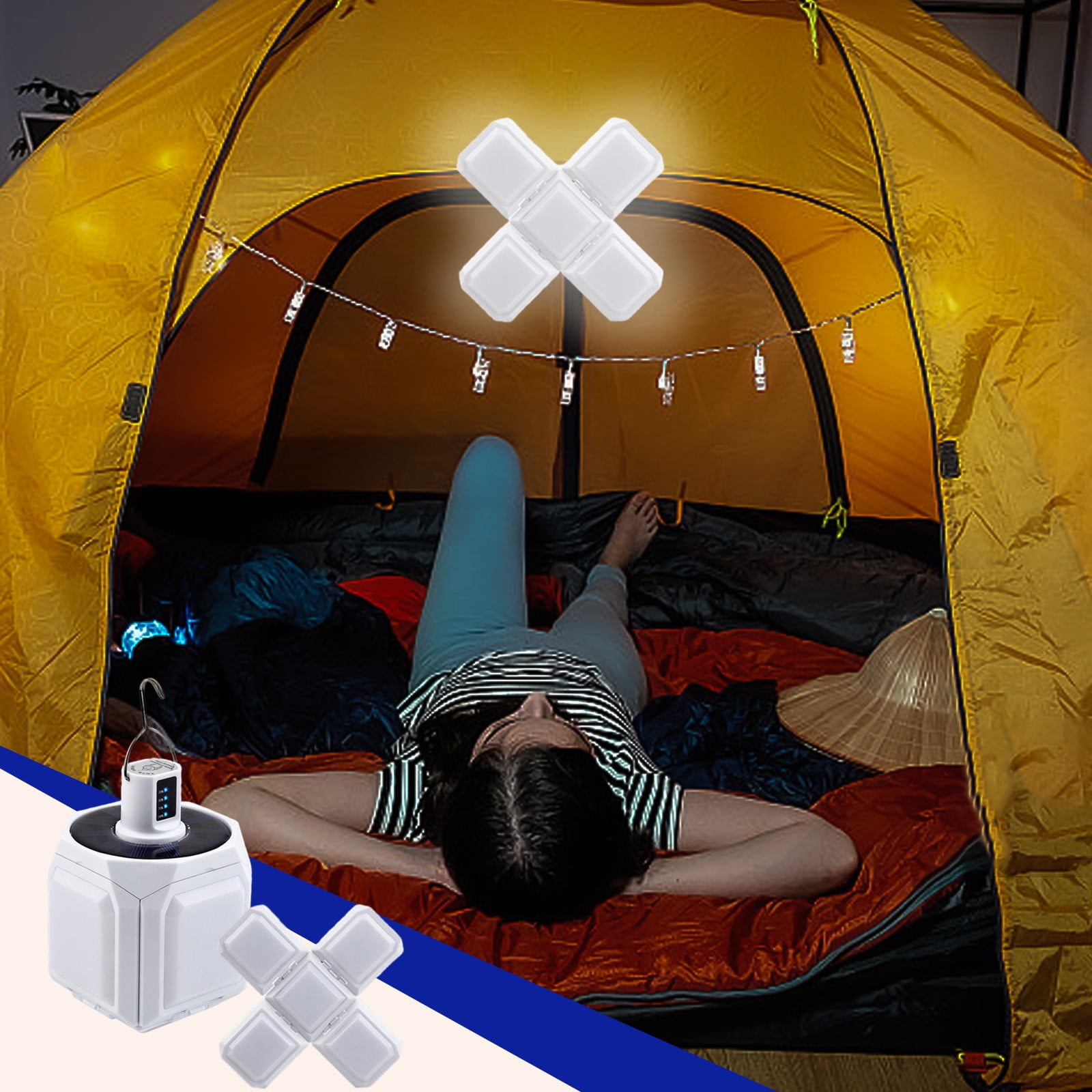 BVXEEP Solar Lights Outdoor, Usb Portable Camping Solar Light - Hanging ...