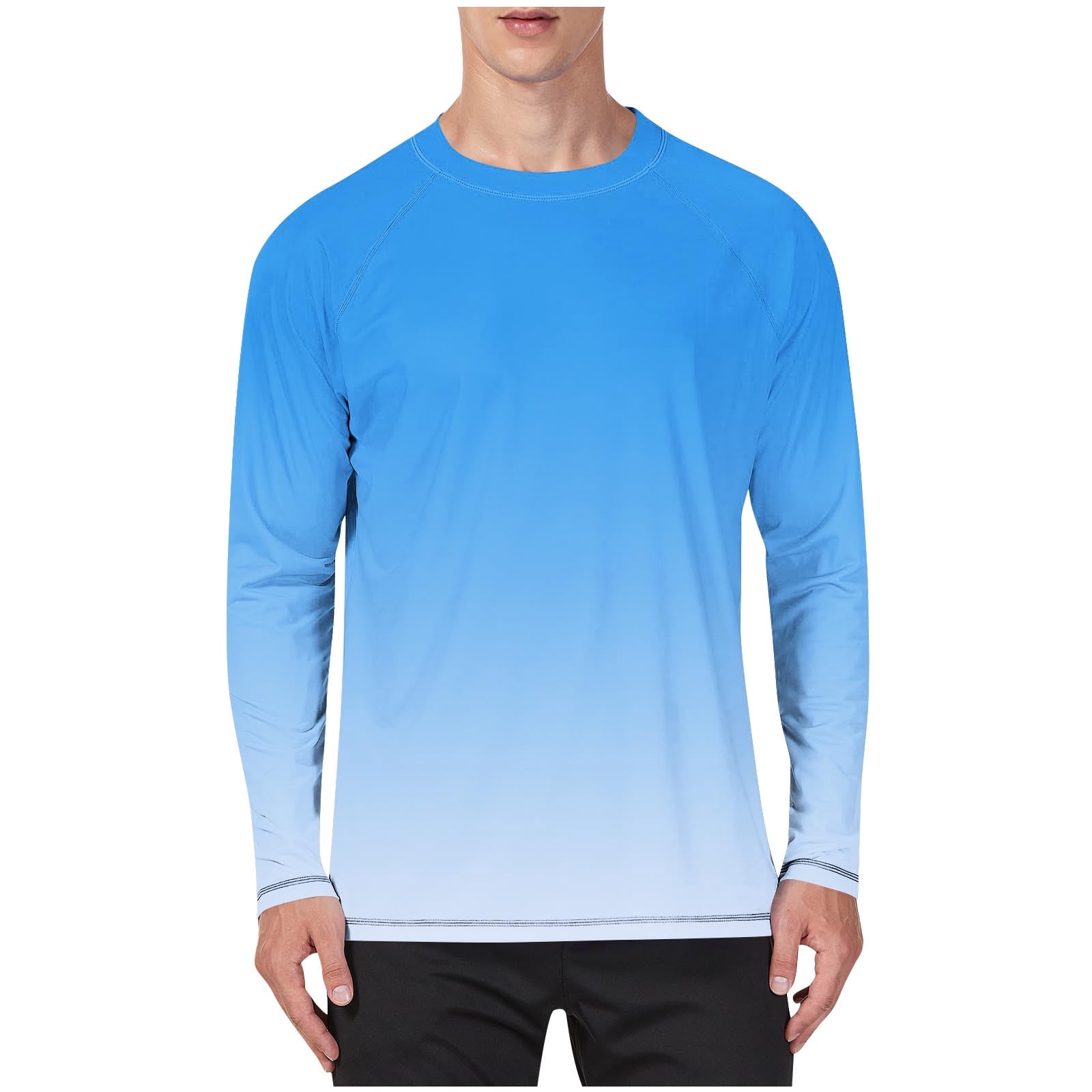 BVnarty Men Summer Gradient Long Sleeve Crew Neck Sun Protection T ...