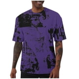 BVnarty Men Summer Solid Color Loose Elastic Crew Neck Short Sleeve T ...