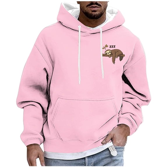 BVnarty Men's Animal Chest Print Pullover Hoodie with Drawstring Front ...