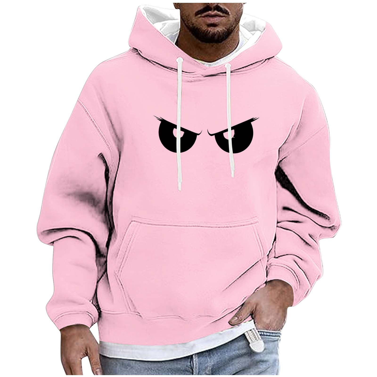 BVnarty Men's Cartoon Print Pullover Hoodie with Drawstring & Front ...