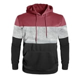 BVnarty Men's Color Block Solid Hoodie with Drawstring & Kangaroo ...