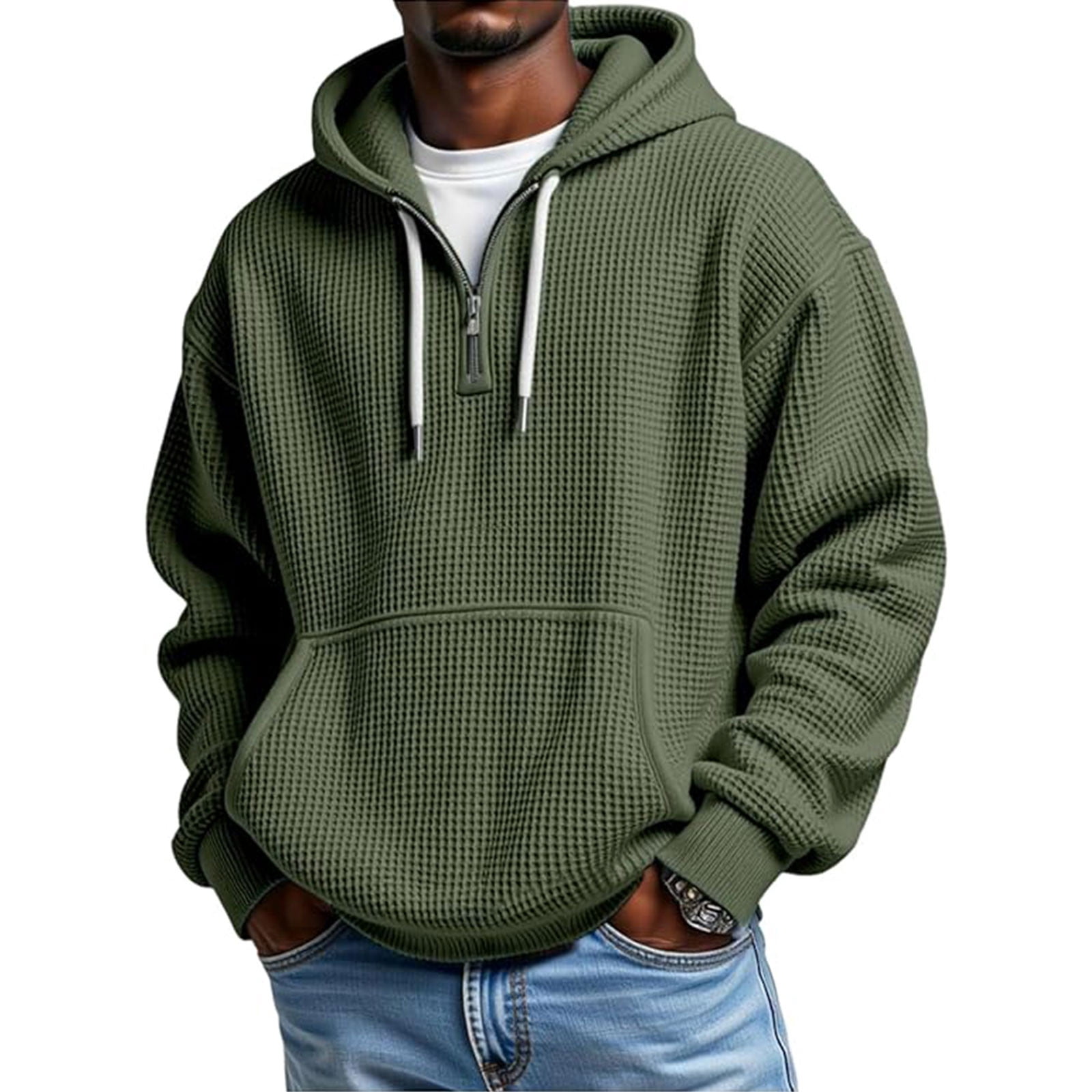 BVnarty Men's Fall Winter Color Block Hoodie Solid Spliced Sweatshirt ...