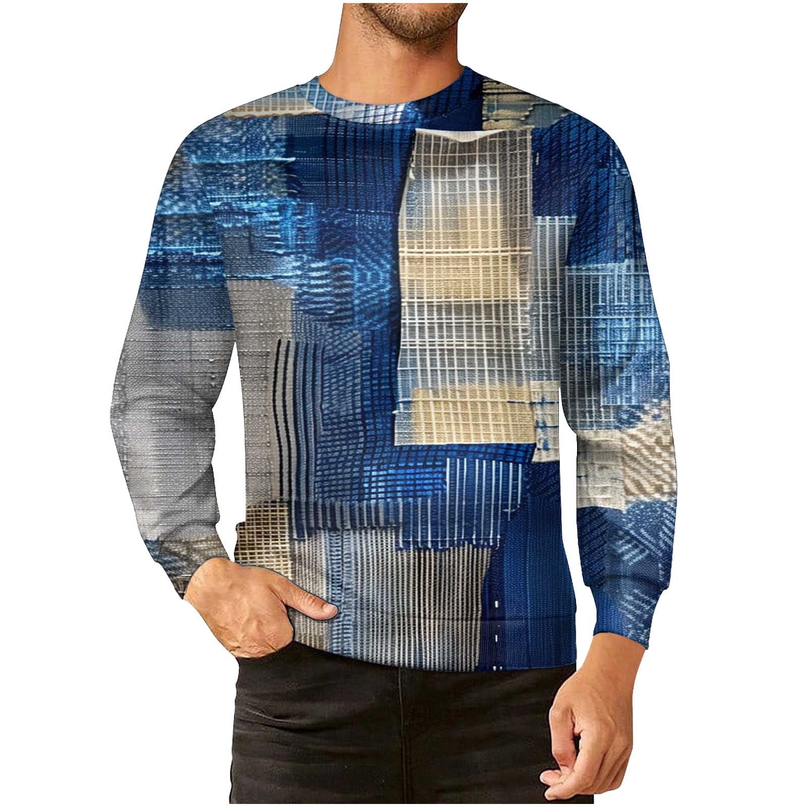 BVnarty Men's Grid Patchwork Print Oversized Crew Neck Sweatshirt ...
