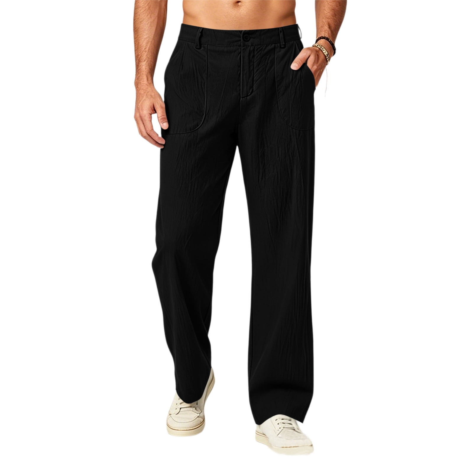 BVnarty Men's High Waisted Button Closure Straight Leg Dress Pants ...
