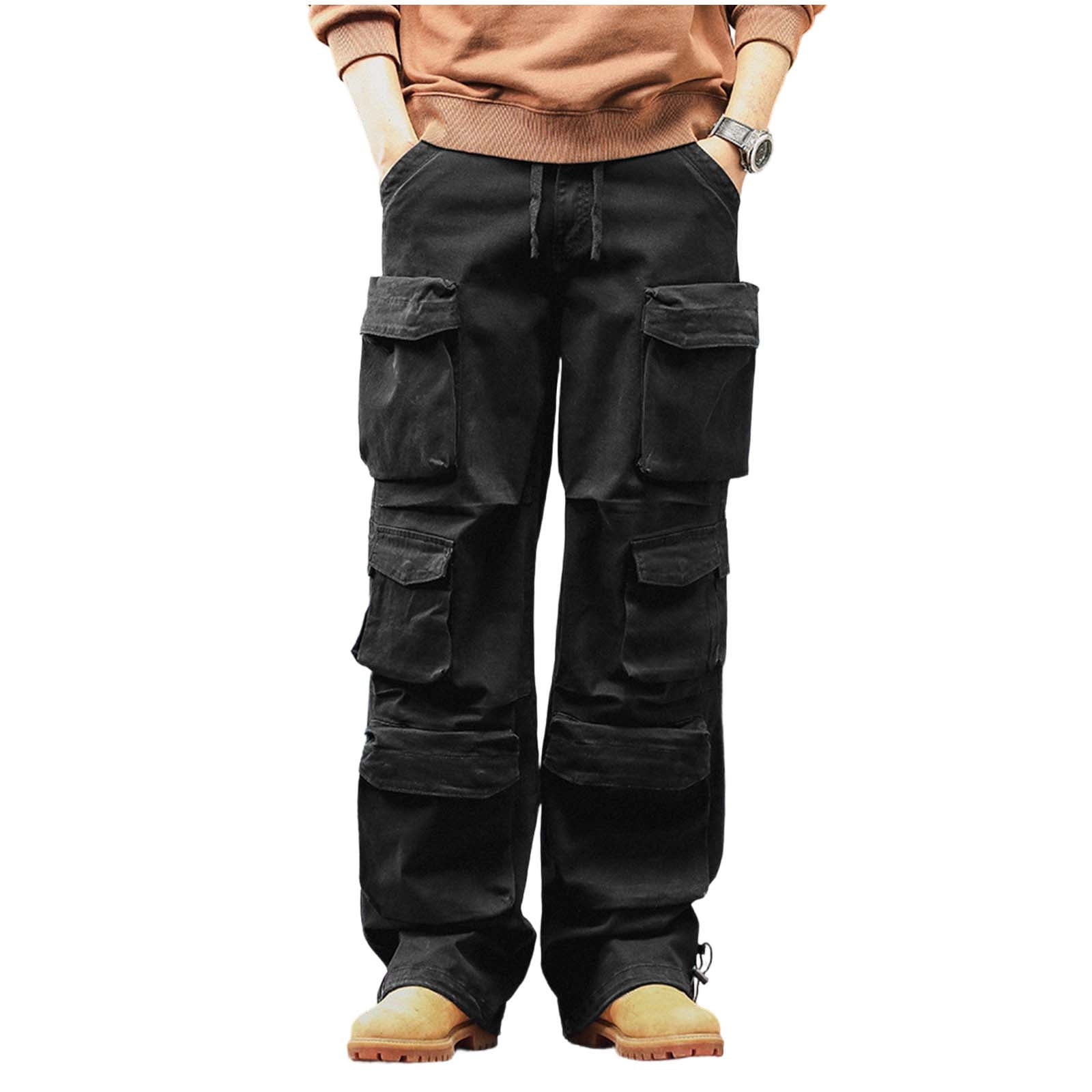 BVnarty Men's Multi Pocket Straight Leg Cargo Pants Durable Fabric ...