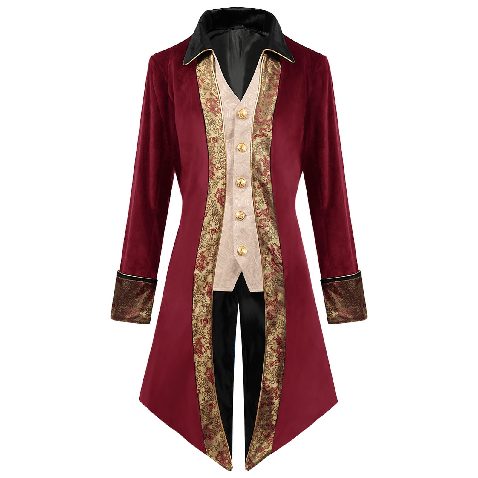 BVnarty Men's Red Tailcoat Jacket Double Breasted Victorian Frock ...