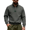 BVnarty Men's Solid Fleece Lined Quarter Zip Logo Patch Sweatshirt ...