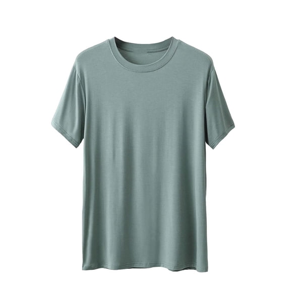 BVnarty Men's Solid Modal Knit Crew Neck Short Sleeve T‑Shirt, Stretchy ...