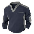 BVnarty Men's Spliced V-Neck Waffle Knit Pocket Sweatshirt, Casual ...
