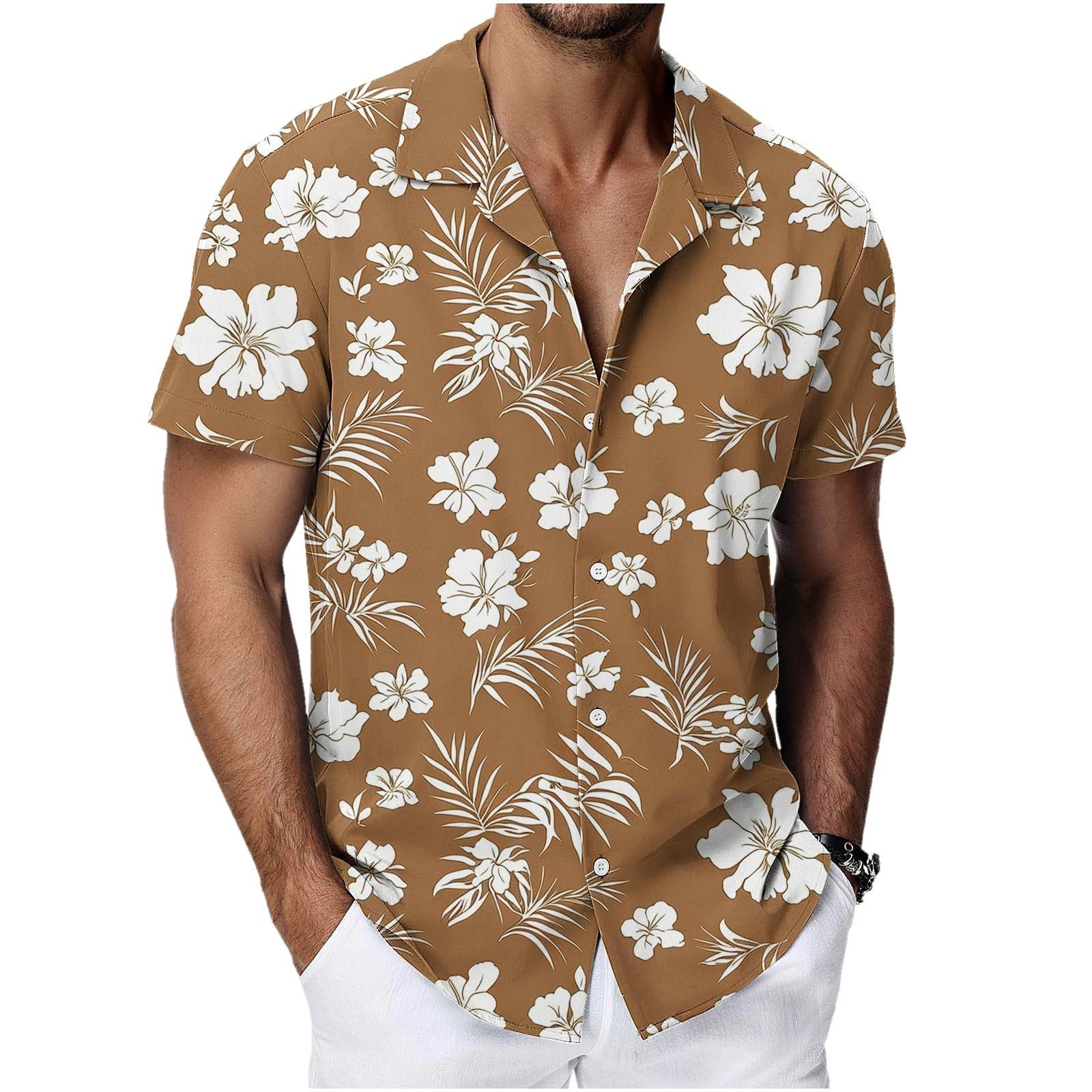 BVnarty Men's Summer Hawaiian Printed Short Sleeve Camp Collar Shirt No ...
