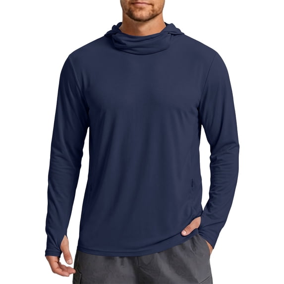 BVnarty Men's Summer Solid Hooded Long Sleeve Sun Protection Top Quick ...