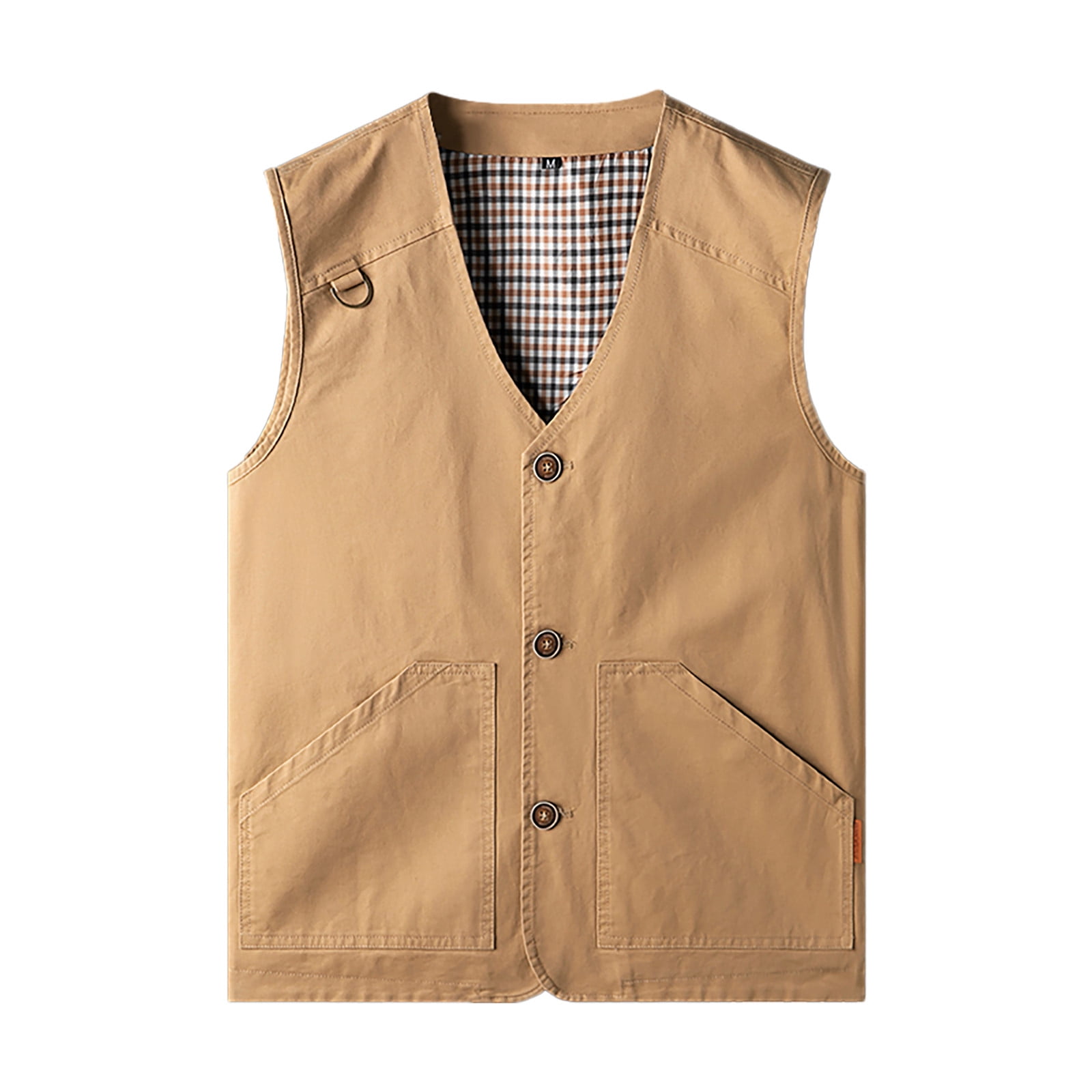 BVnarty Men's Utility Vest Cotton Sleeveless Button Up Work Vest with ...
