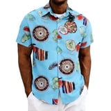BVnarty Men's Vacation Tropical Print Open Collar Short Sleeve Shirt ...