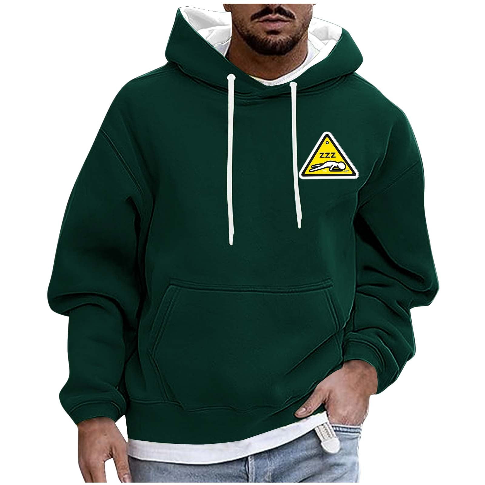 BVnarty Men's Warning Sign Graphic Hoodie with Drawstring Front Pocket ...