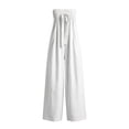 BVnarty Women Strapless Drawstring Waist Wide Leg Jumpsuit, Tube Top ...