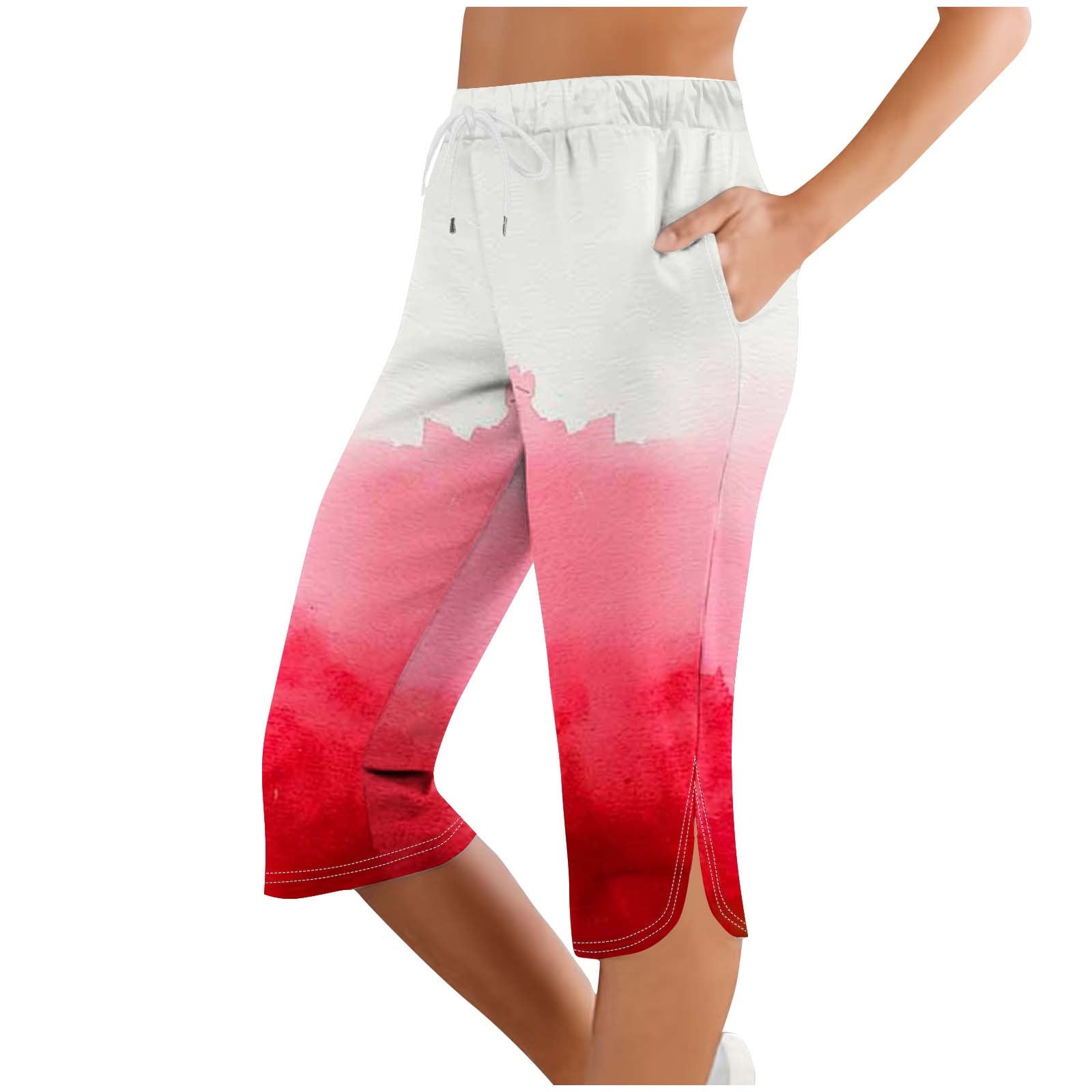 BVnarty Women's Graphic Print Cropped Trousers, drawstring Waist ...