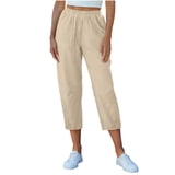 BVnarty Women's Linen Blend Lantern Capri Pants, Elastic Drawstring ...